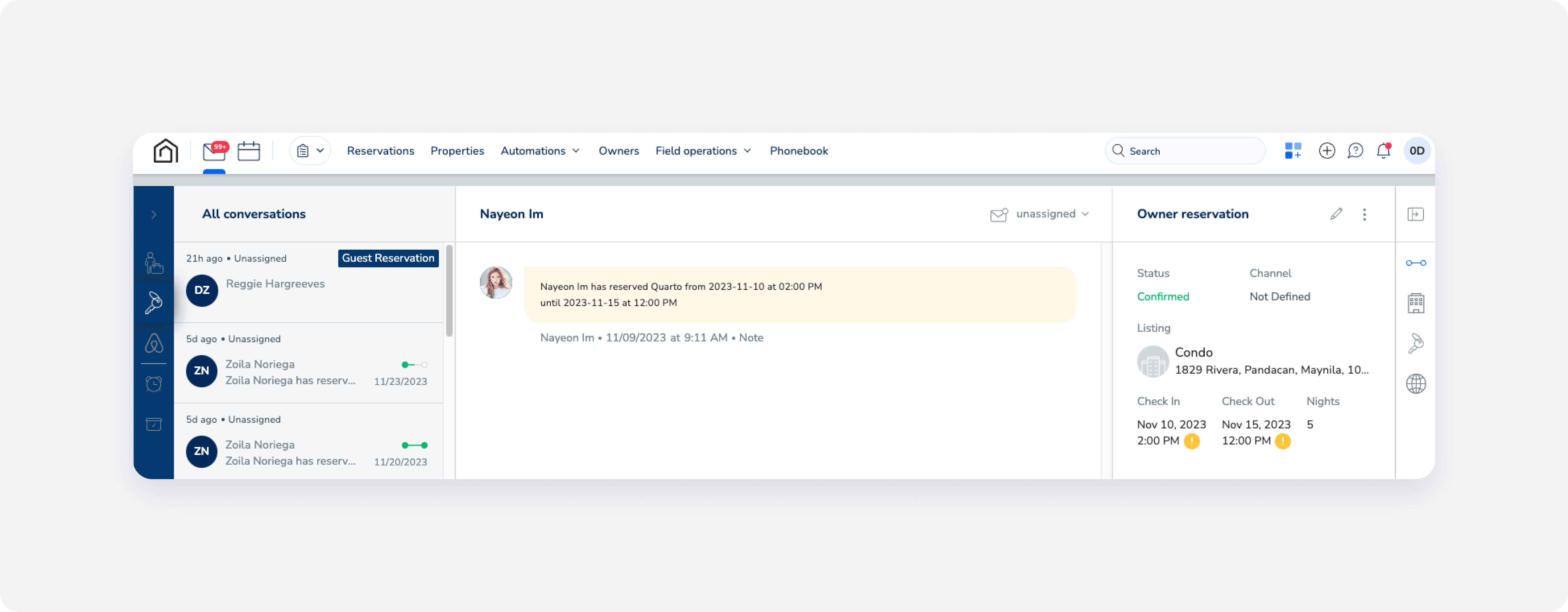 Viewing owner's stays in the Inbox – Guesty Help Center